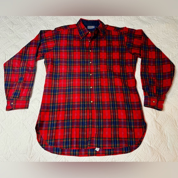 Pendleton | Shirts | Vintage 97s90 Pendleton Red And Blue Plaid Mens ...